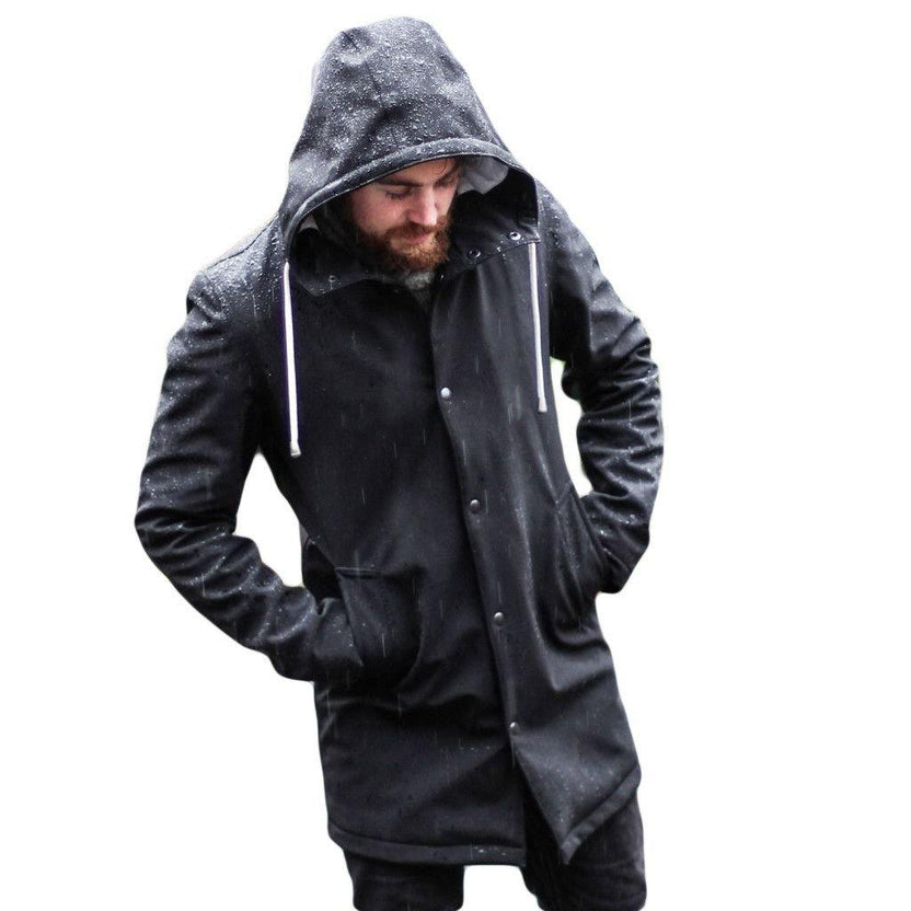 Black | The Sophisticated - Slim Fit, Soft Shell Raincoat. Classic ...